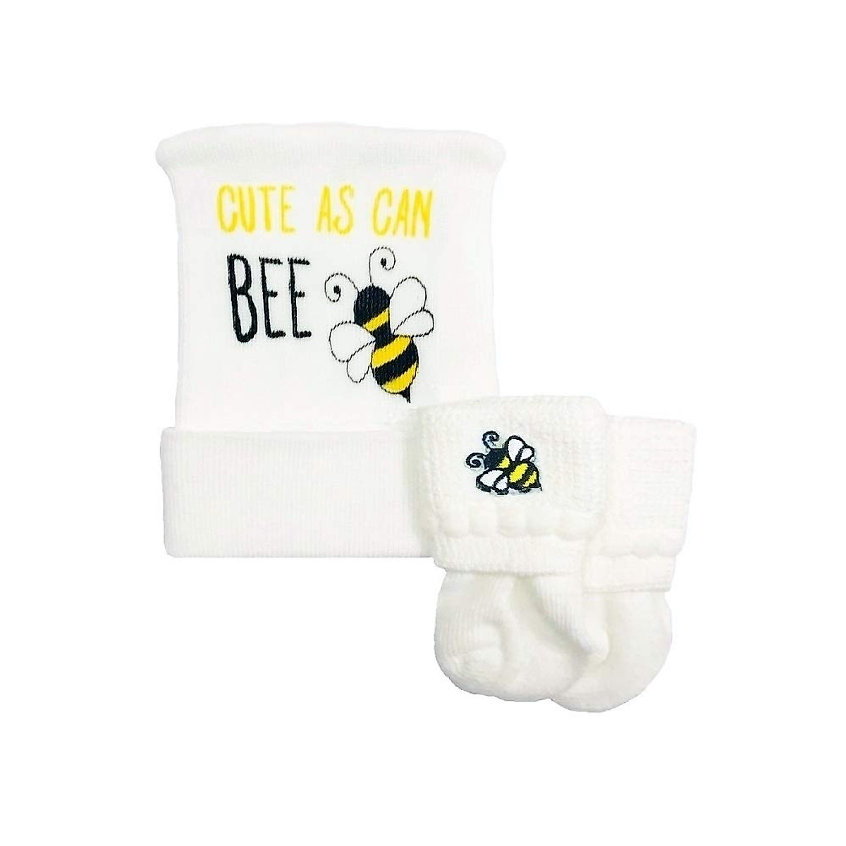 Nurses Choice Newborn Baby Cute As Can BEE Hat & Sock Set Yellow