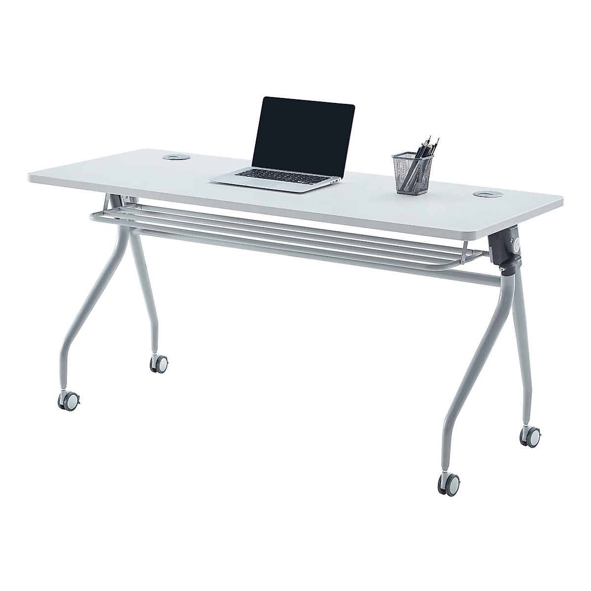 WorkPro® AnyPlace Flip-Top Nesting Training Table, 29-1/2"H x 60"W x 24"D, Light Gray/Silver