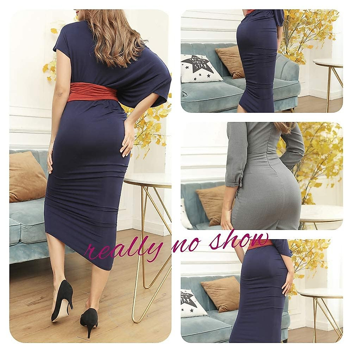 GRANKEE Women's Breathable Seamless Thong Panties No Show Underwear 6 Pack(Black/Caramel/Purple/Olive Green/Lavender/Light Grey 6 Pack L)