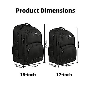 MATEIN Wheeled Backpack, 18 inch Laptop Backpack with Wheels for College, Rolling Travel Backpack, Carryon Trolley Luggage Suitcase Compact Business Computer Bag for Men Women, Black
