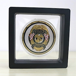 SH Challenge Coin Display Frame, 3D Floating Display Case Stand Holder, Medallion Medal Specimen Military Coin Clear Box (Black)