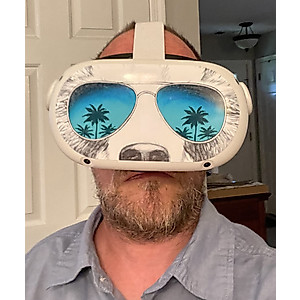 Bear with Sunglasses Decal for Quest 2 VR Headset - Meta/Oculus - Glossy Vinyl Sticker