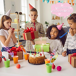 32 Pack Valentines Day Cards with Crazy Straws for Kids Valentine Gift Card Exchange with Heart Straws for Girls Boys School Class Exchange Gifts Prizes Valentine's Party Favors