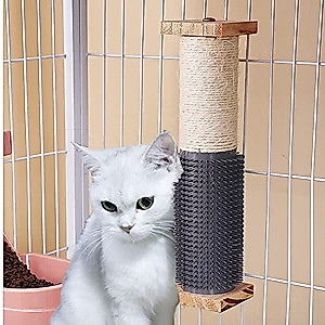 SHENGOCASE 2-Pack Cat Scratching Post for Crate Cage, Cage Mounted Scratching Post with Self Groomer and Massager, Cage Scratcher Pole, Cat Cage Kennel Crate Playpen Accessories Toys