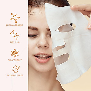 Skin 2.0 Vitamin C and Collagen Sheet Face Mask - Dermatologist Tested - Prevents Sun Damage, Reduces Acne Scars & Wrinkles, Brightening Sheet Mask - Korean Skin Care - All Skin Types - 5 Masks