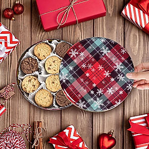 Yeenoon 3 Pack Christmas Cookie Tins with Lids, Round Sturdy Gift Tins, Christmas Baking Cake Container for Storing Patisseries, Snack, Chocolate, Special Christmas Holidays Gift