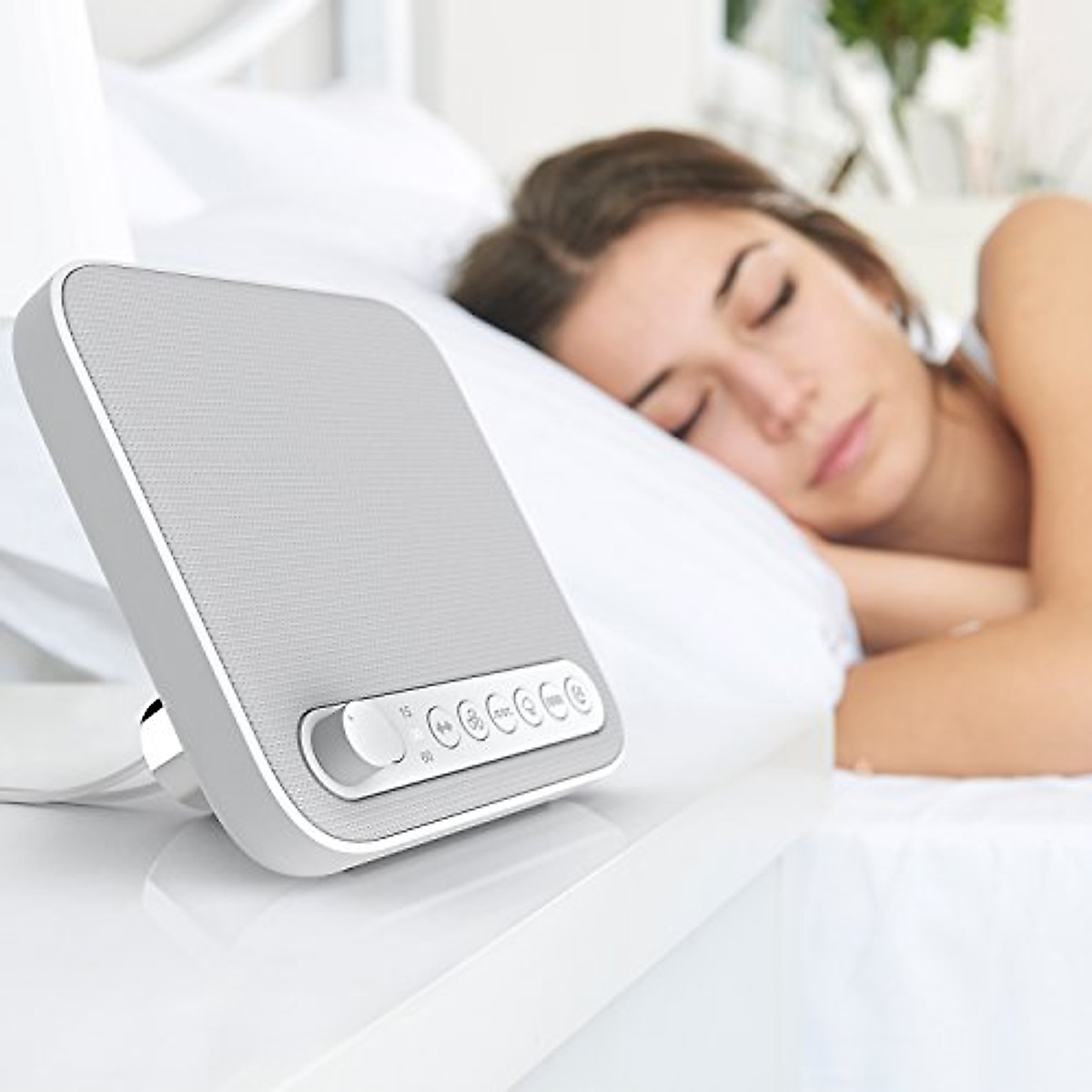 Pure Enrichment® WAVE™ Premium Sleep Therapy Sound Machine with USB Charger - Seamless Looping with 6 Soothing All-Natural Sounds, & Auto-Off Timer - Easily Portable for Travel (White) Patented Design