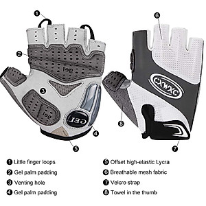 CXWXC Cycling Gloves for Men Women - Breathable Gel Road Mountain Bike Riding Gloves - Anti-Slip Bike Glove for Fitness Cycling Training Outdoor Sports (Gray, Large)