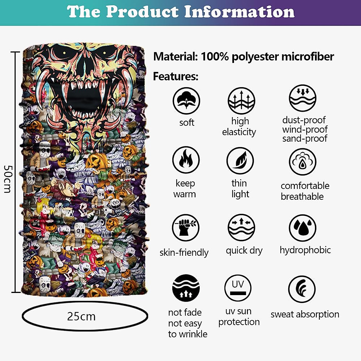 Neck Gaiter Mask,Bandana Gator Face Cover Mask Sun UV Protection,Neck Warmer Balaclava,Seamless Tube Face Scarf,Headband for Men Women Boys Girls, Head Wrap for Motorcycle Cycling Festival Outdoors