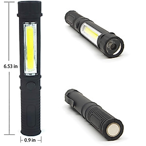 COB LED Work Flashlight with Magnetic Base and Clip Multi-Function Pocket Pen Light Inspection Work Light, 4 PCS