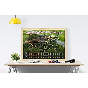 Baseball Stadiums of America Scratch Off Map | Lists National & Major League Teams | MLB Ballpark Wall Poster, Bucket List, & Tracker of Visited Parks | Gift for Baseball Enthusiasts & Sport Fans
