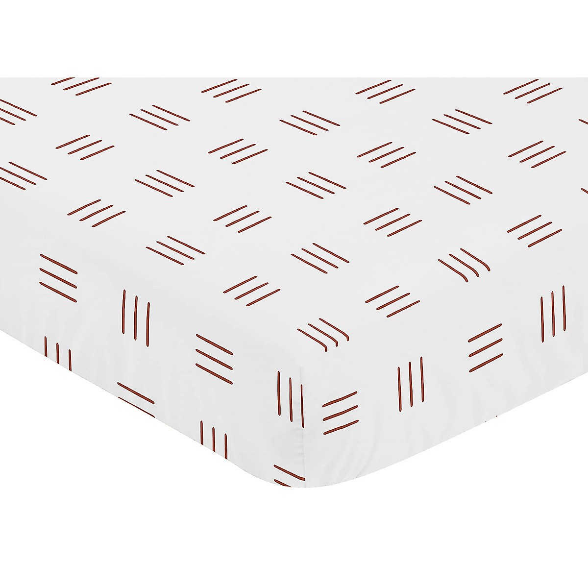 Sweet Jojo Designs White and Rust Boho Mudcloth Boy or Girl Fitted Crib Sheet Baby or Toddler Bed Nursery - Orange Bohemian Woodland Tribal Southwest Mud Cloth Hatch Gender Neutral Triple Line