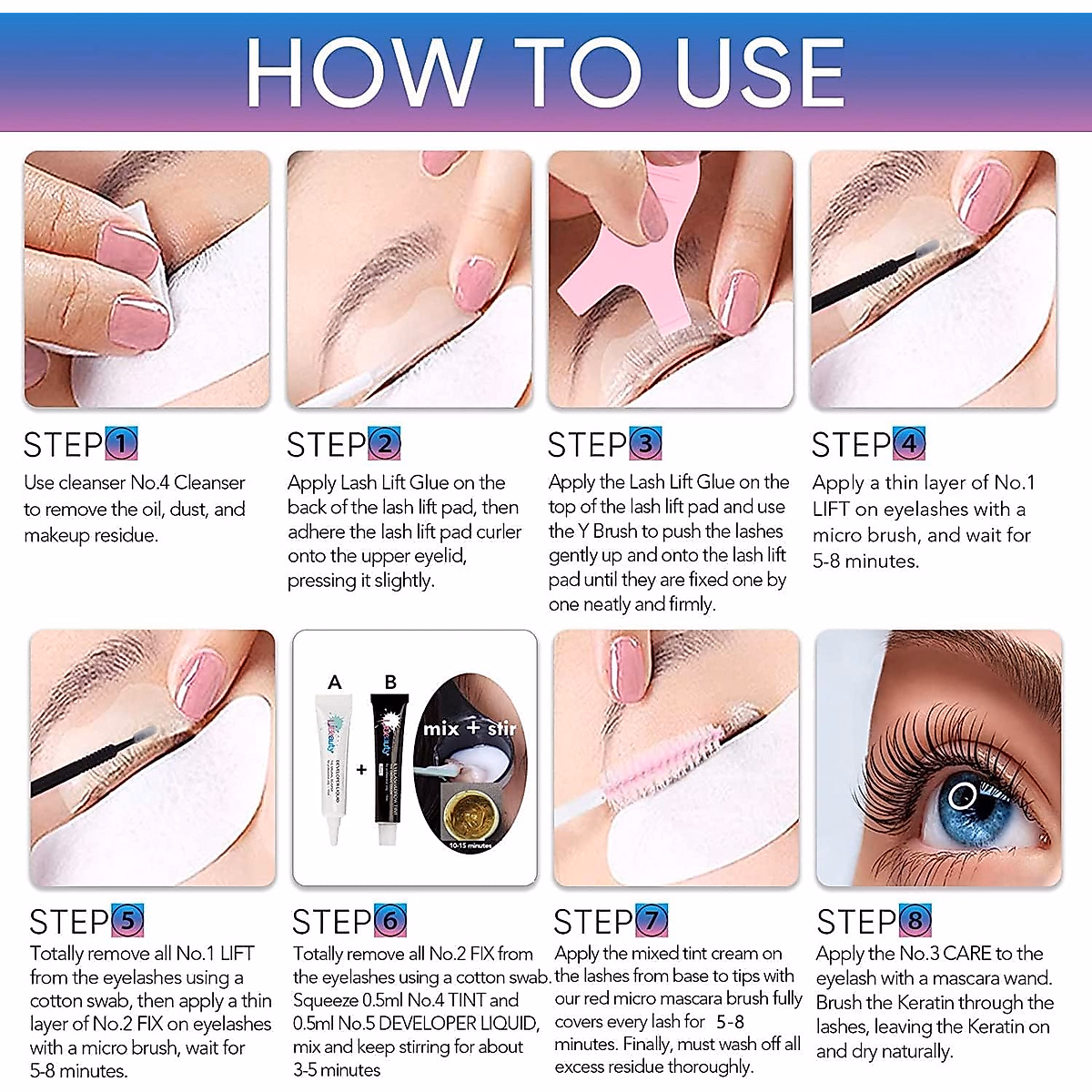 Libeauty Eyelash Lift and Color Kit Brow Lamination with Black Lash Perm Quick Lifting & Voluminous Coloring with Complete Tools DIY Use at Home & Salon Supplies