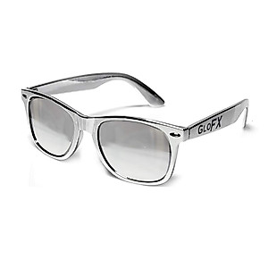 GloFX Chrome Diffraction Glasses – Silver Mirror - Rave Rainbow EDM Diffraction Chrome Silver