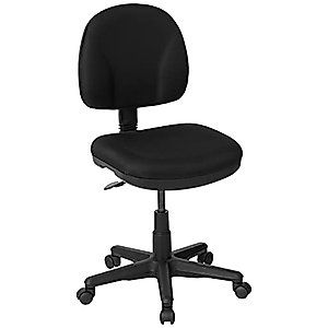 Office Star Pneumatic Sculptured Office Task Chair with Thick Padded Seat and Built-in Lumbar Support, Black
