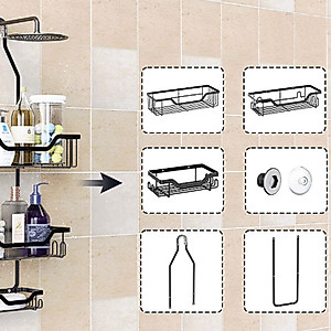KLEVERISE Shower Caddy Over Shower Head Bathroom Hanging Shower Organizer, Shower Storage Rack Basket with Hooks for Razor and Sponge Rustproof