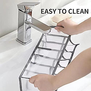 Wardrobe Clothes Organizer, 9 Grids Upgraded Washable Closet Grey 4Pcs