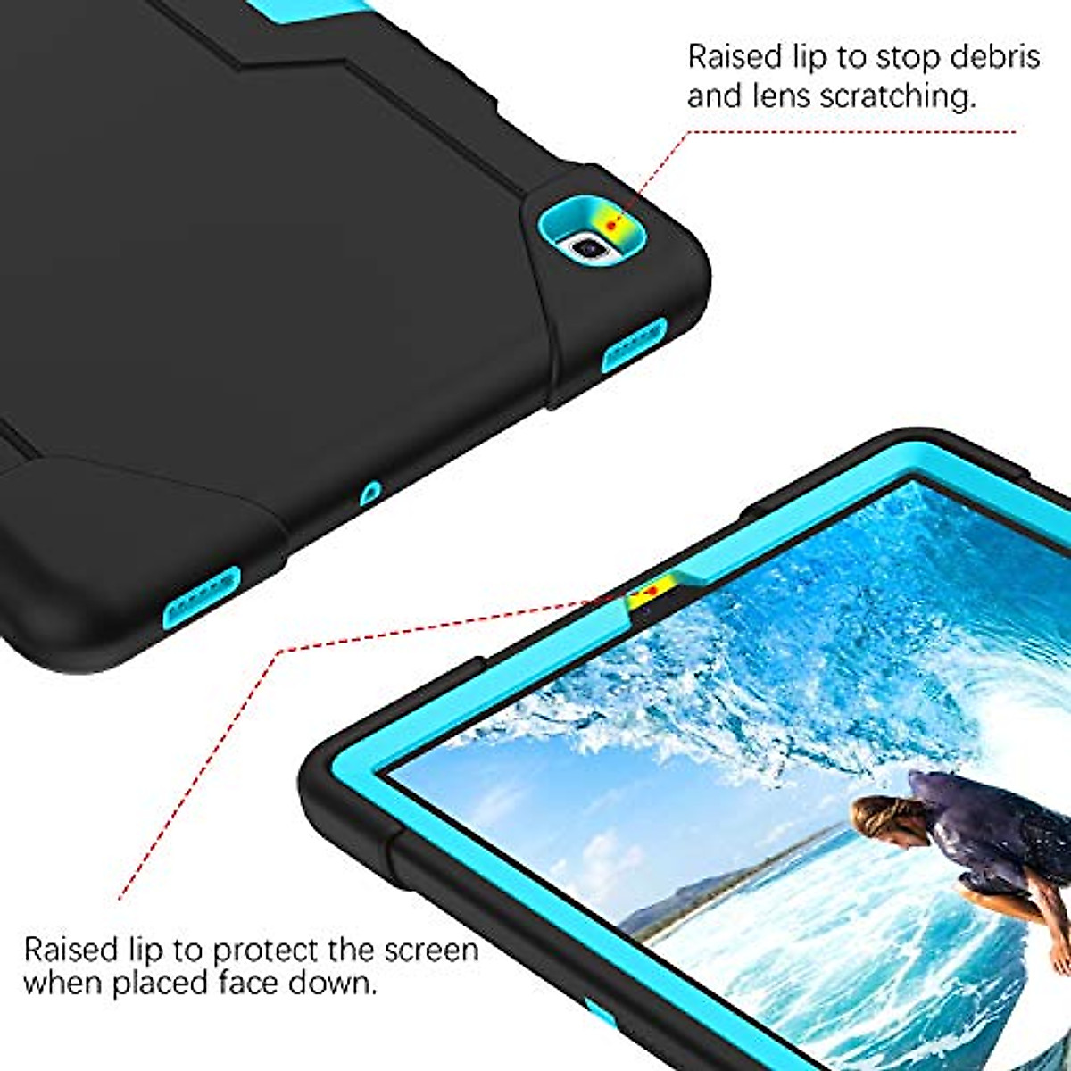 Galaxy Tab S5e 10.5 2019 Case SM-T720/T725 GUAGUA Kickstand Heavy Duty 3 in 1 High Impact Full-Body Rugged Bumper Shockproof Protective Anti-Scratch Case for Samsung Galaxy Tab S5e 2019 Black/Blue