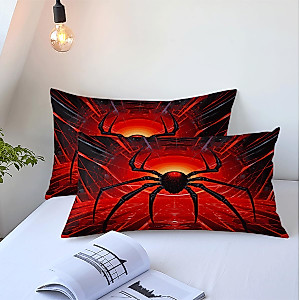 AUCOOMA Comforter Set Twin Size Cool Black Spider Comforter Set Girls Boys Kids Comforter Bedding Set (Twin Size)