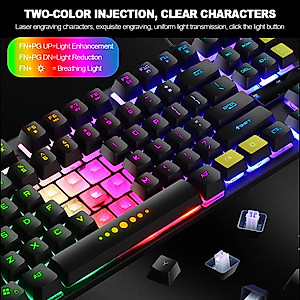 Vbestlife GK10 Wired Gaming Keyboard, 87Key RGB Mechanical Keyboard,led Backlight Keyboard, Ergonomic Computer Supplies, Suitable for laptops and Desktop Computers fosa1mcu1nt3zho139