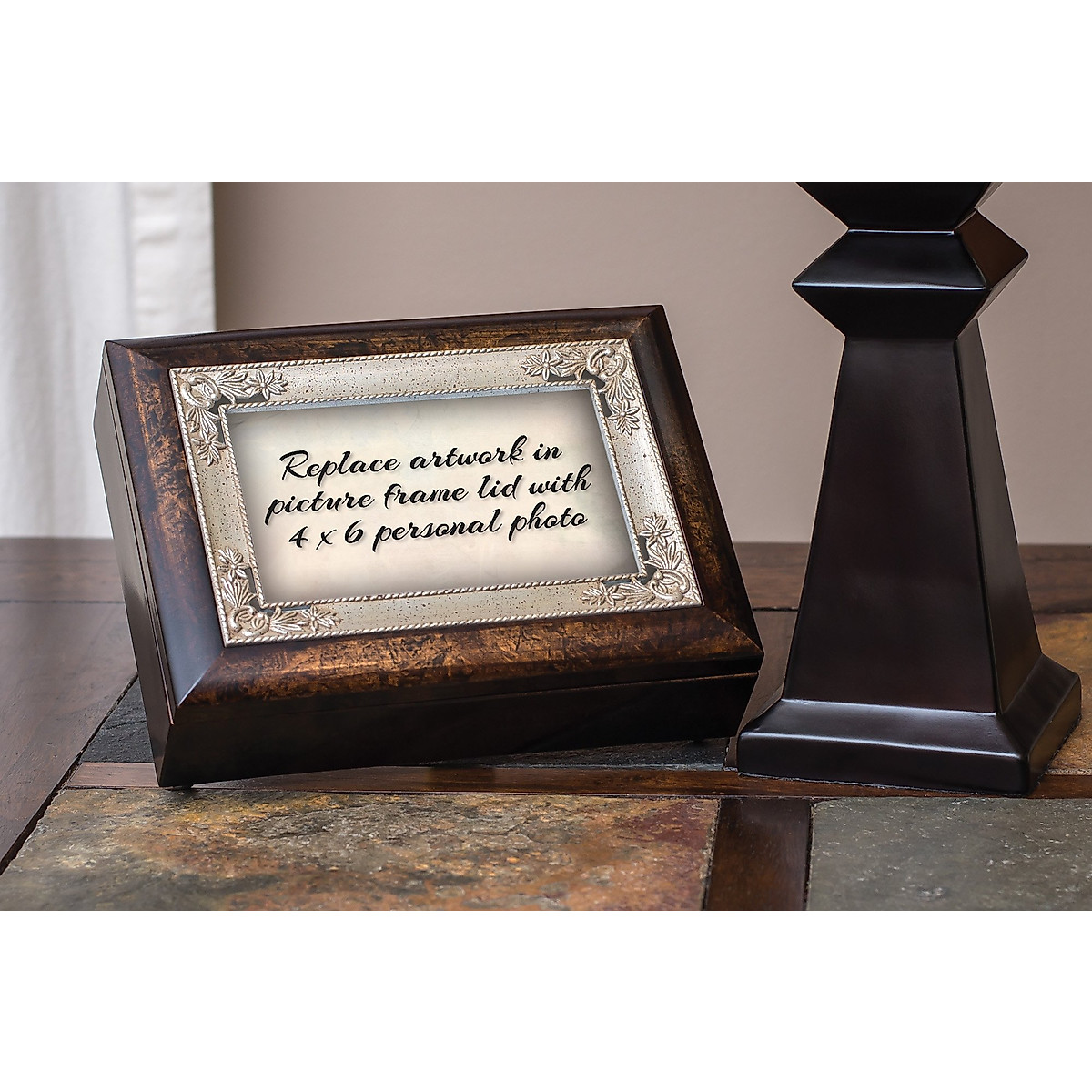 Cottage Garden True Friend Reaches Hand Touches Burlwood Jewelry Music Box Plays What Friends are for