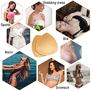 TopBine Removable Bra Pads Inserts Women's Comfy Sports Cups Bra Insert for BIkini Top Swimsuit (4 Beige, B/C)