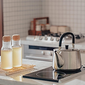 Dr.HOWS Deluxe Stainless Steel Tea Kettle Stovetop 3.5L, Tea Pot Food Grade Stainless Steel & Folding Silicon Handle, Easy to Clean Suitable for All Heat Sources