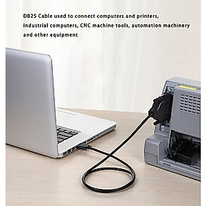 JUXINICE DB25 Male to Female Extension Cable 10FT, 26awg Tinned Copper Wires,Double-Shielded with Foil &Metal Braid, D-SUB 25 PIN RS232 Serial Cable in Black