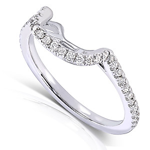Kobelli Round Diamond Contoured Wedding Band 1/5 CTW 14k White Gold - Size 4.5, Size 4.5