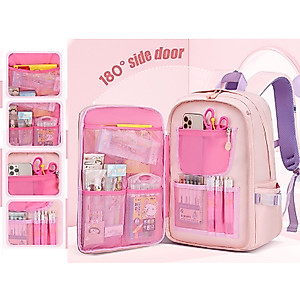 Bunny Backpack, Kawaii Bunny Backpack for Girls, Large Capacity Waterproof Kawaii Bookbag for Grades 1-6 (Purple, Large)