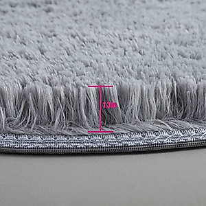 4x4 Gray Fluffy Round Rug for Living Room Luxurious Circle Carpet for Bedroom Shaggy Plush Soft Grey Round Rug Home Decoration Carpets (4x4, Gray)
