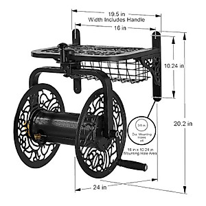 Liberty Garden 714-C Decorative Cast Aluminum Navigator Rotating Garden Hose Reel, Holds 125-Feet of 5/8-Inch Hose - Black