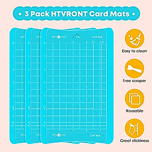 HTVRONT Card Mat for Cricut Joy - 3 Pack 4.5"x6.5" Card Mat, Durable Sticky & Reusabe Card Mats for Cricut Joy, Sticky Blue Card Mat Replacement Accessories for Cricut Joy