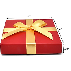 Gift Boutique Christmas Card Gift Holder Boxes Holiday Money Card Holders Party Favor Decor, Pack of 6 Red Present Box With Gold Bow