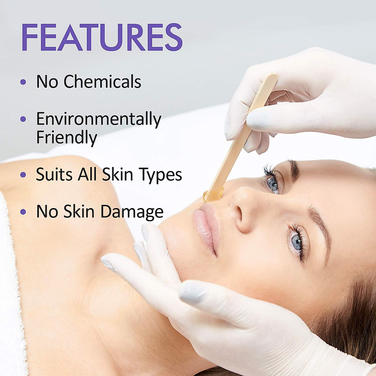 MOOM Organic Sugar Waxing Kit with Lavender & Chamomile - Natural Sugar Hair Removal Glaze with 18 Hair Wax Strips & 4 Applicator Sticks for Face & Body 6 oz.1 Pack