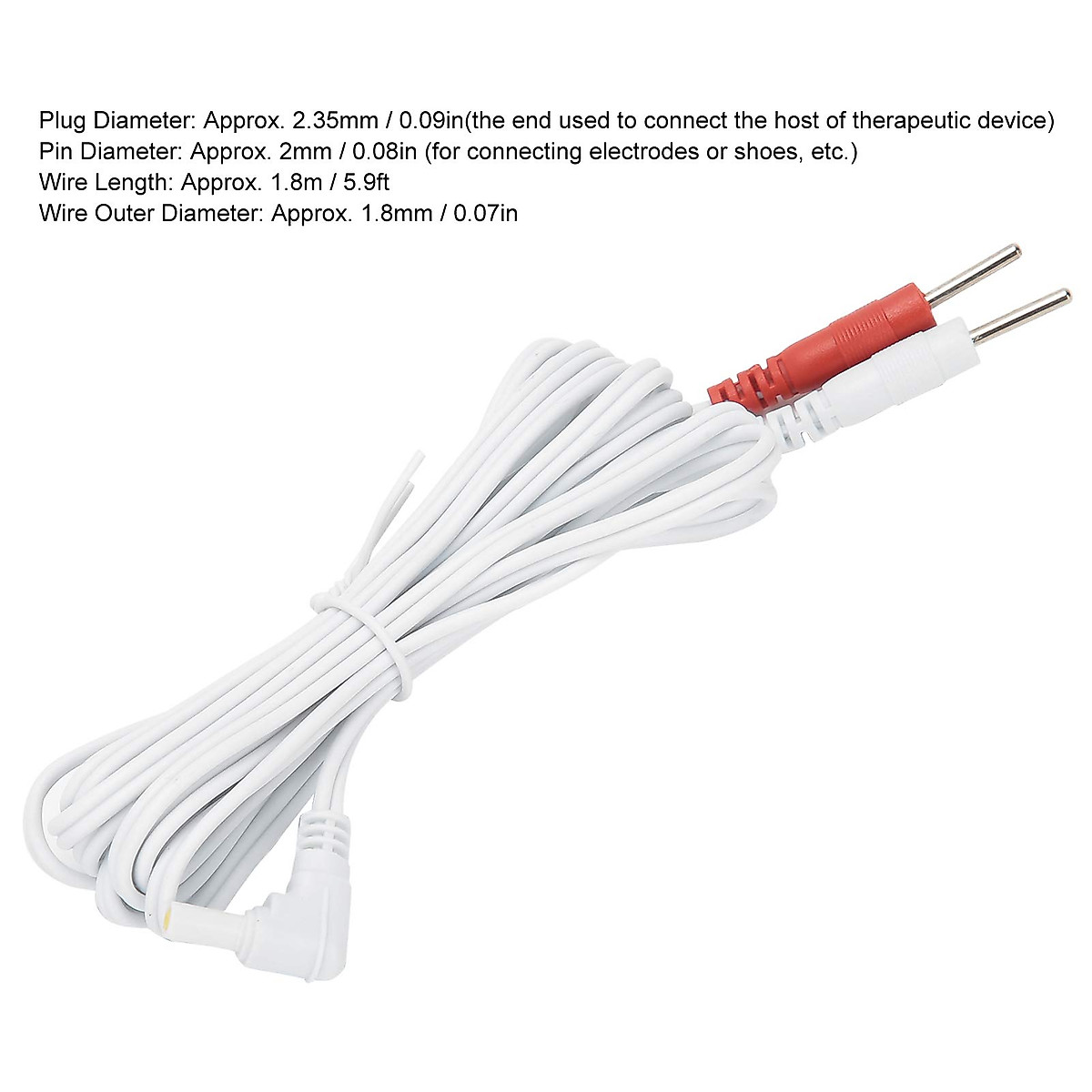 Sonew 10pcs TENS Wire Cable, 2.35mm 1.8m 2?in?1 Pin Type Electrode Lead Wires Cable for TENS Unit Physiotherapy Machine