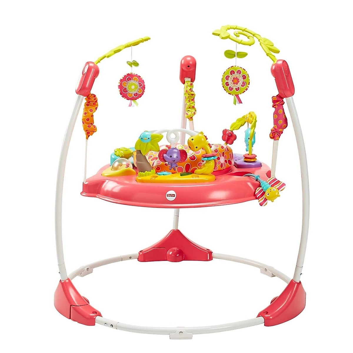 Fisher-Price Jumperoo Baby Bouncer and Activity Center with Spinning Seat Plus Lights Music Sounds and Baby Toys, Pink Petals