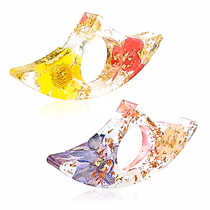 Prasacco 2 Pieces Book Page Holder, Dried Flower Resin Book Holders for Reading Thumb Ring Page Holder Flower Bookmark Reading Accessories for Readers Book Lovers Bookworm Bookmarks