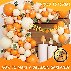 Little Cutie Baby Shower Decorations, Orange Yellow White Balloons Balloon Arch Garland kit with Artificial Willow Leaves for Cutie Fruit Baby Bridal Shower Birthday Party Decorations