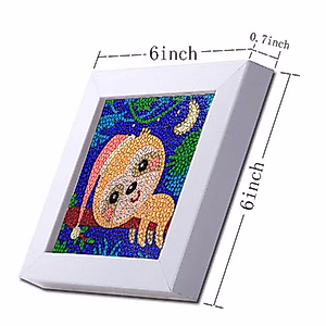 ParNarZar Easy 3D Diamond Painting Kit for Kids, Full Drill Painting by Number Kits with Wooden Frame 6x6 inches (Sloth)