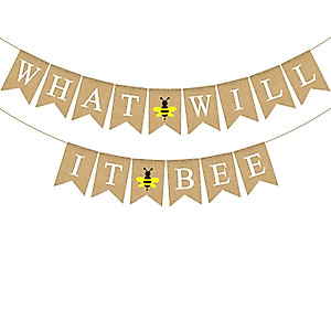 Rainlemon Jute Burlap What Will It Bee Banner Bumble Bee Theme Gender Reveal Boy or Girl Party Garland Decoration