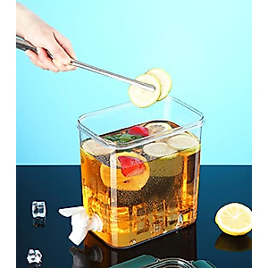 Elsjoy 2 Pack Plastic Drink Dispenser with Spigot, 1 Gallon (3.5 L) Beverage Dispenser Cold Drink Container for Iced Tea, Lemonade, Fridge, Bar, Party, Lock Lid