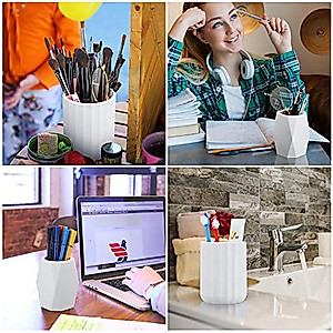 2 Pieces Silicone Pencil Holder Geometric Pen Cup Round Pen Container Desktop Pencil Stationary Holders Makeup Brush Holder for School Office Home Desk Supplies