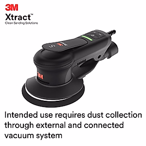 3M Xtract Electric Random Orbital Sander, Ergonomic and Lightweight ROS, 88758, 5 in, Central Vacuum, 3/16 in Orbit, 110V, 350W Motor, Metal Fabrication, Woodworking