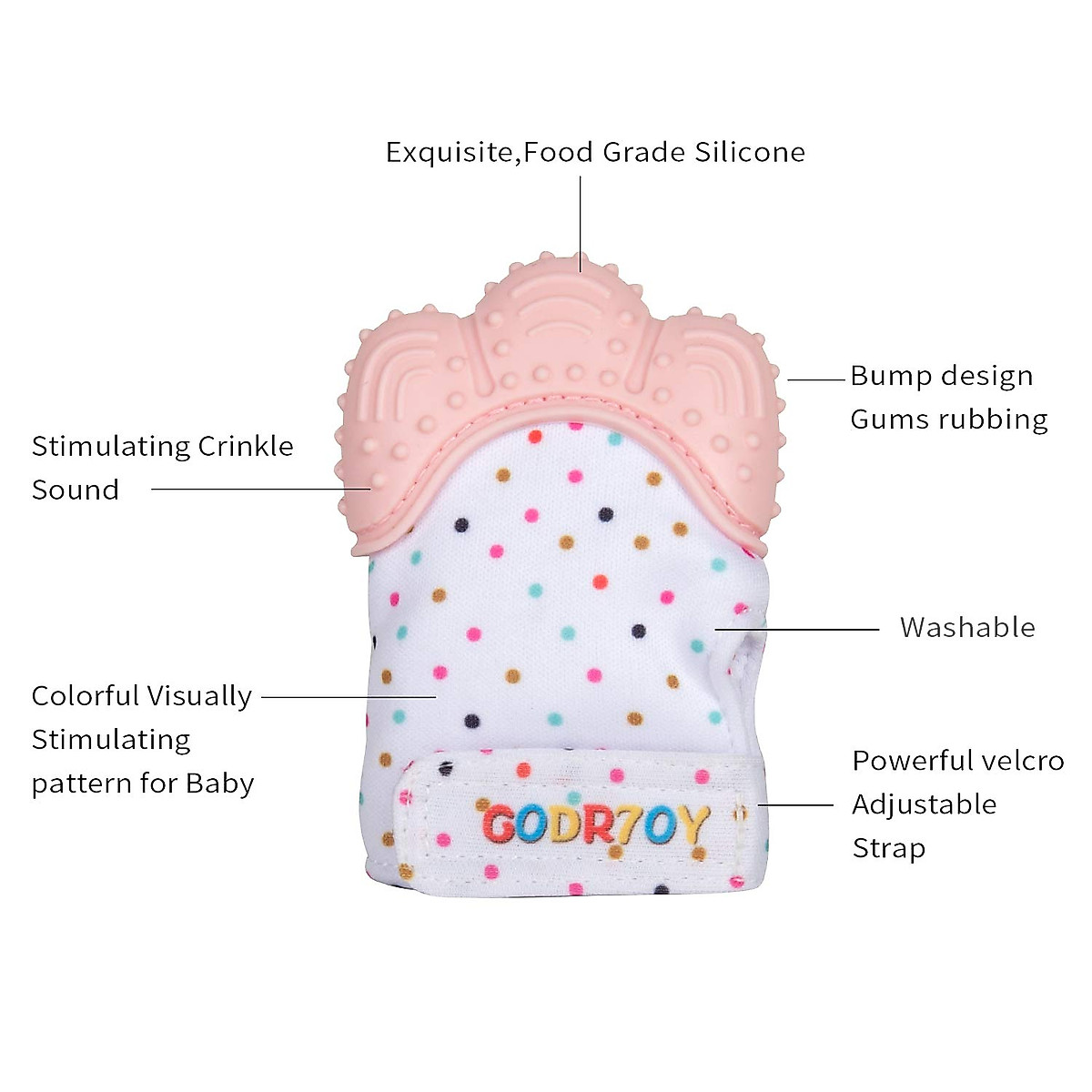 Baby Teething Mittens, Soothing Pain, for 0-6 Months Baby