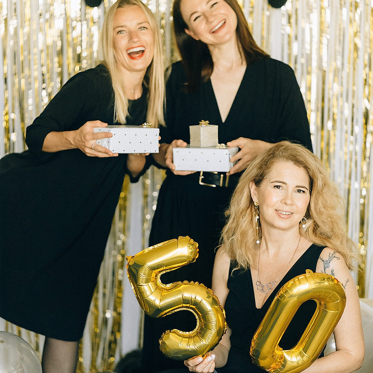 Ieftop 50th Birthday Gifts for Women, Silver Interlocking 5 Circle Necklace Happy Birthday Gifts for Women 50th Birthday Gifts for Friends Female Mom Sister Wife