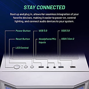 Skytech Gaming Archangel Gaming PC Desktop – AMD Ryzen 5 7600X 4.7 GHz, NVIDIA RTX 4060 Ti, 1TB NVME SSD, 32GB DDR5 RAM RGB, 600W Gold PSU, 11AC Wi-Fi, Windows 11 Home 64-bit,White