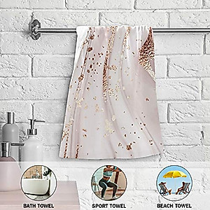 Qilmy Rose Gold Abstract Marble Hand Towels Ultra Soft Absorbent Fingertip Bath Towels Breathable & Comfort Hand Towels for Bathroom Hotel, Gym and Spa 28 X 14 Inch (2PCS)