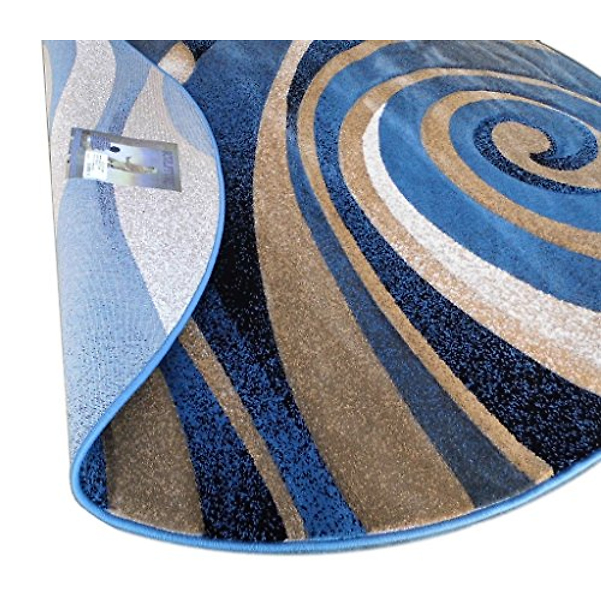 Masada Masada Rugs 8'x8' Round Modern Sculpted Area Rug in Blue - Design Sculpture 258