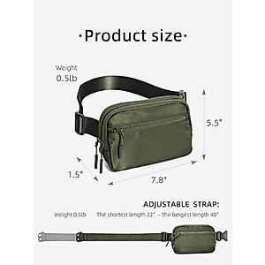 WESTBRONCO Fanny Packs for Women Men, Belt Bag with 4 Zipper Pockets, Fashion Waist Packs, Lightweight Crossbody Bags with Adjustable Strap for Workout/Running/Hiking (Green)